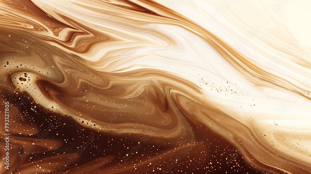 The luxurious swirls and ripples of a viscous liquid chocolate and ...