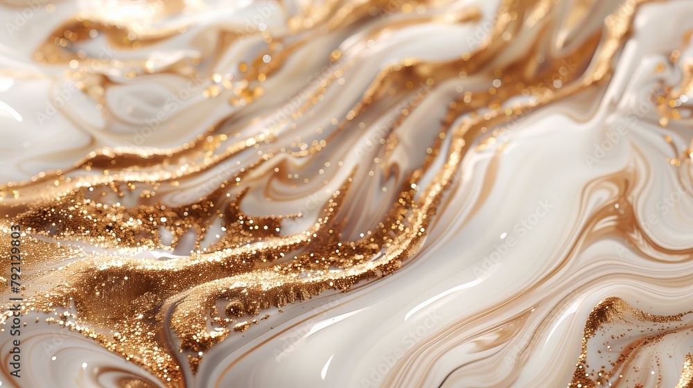 The luxurious swirls and ripples of a viscous liquid chocolate and ...