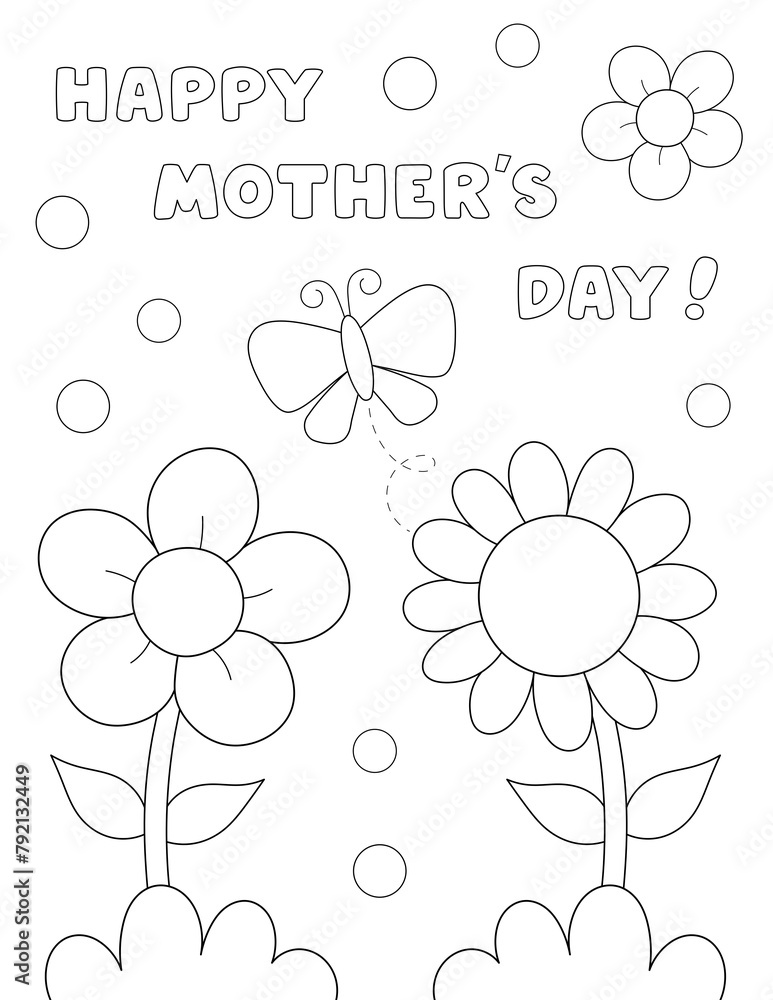 mothers day coloring page for kids. you can print it on standard 8.5x11 ...