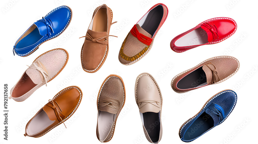 white background cutouts of classic sneakers sport shoes collection Set ...