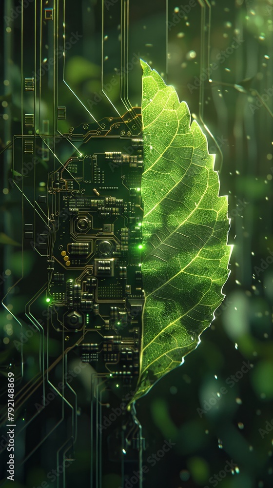 An animation displays a leaf transforming, its veins pulsing with ...