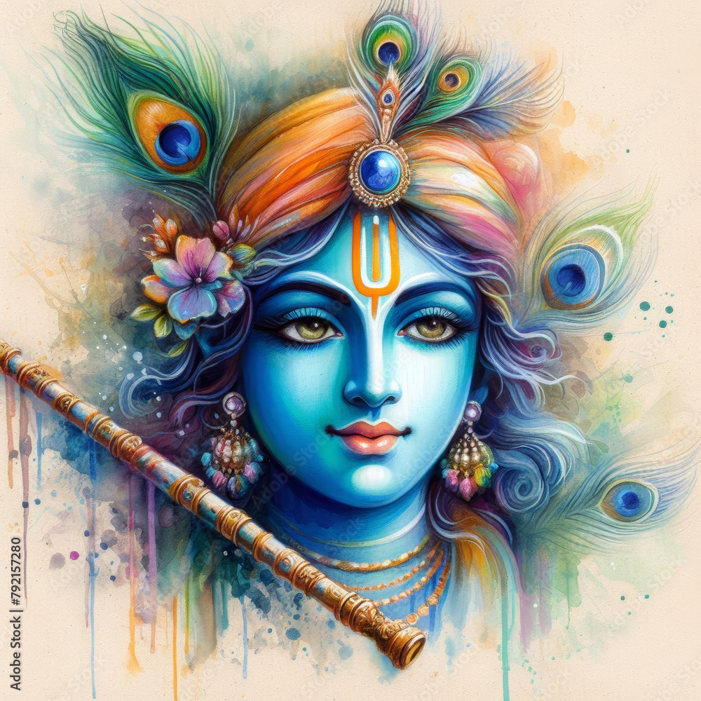 Lord Shree Krishna Painting - Generative AI Stock Photo | Adobe Stock
