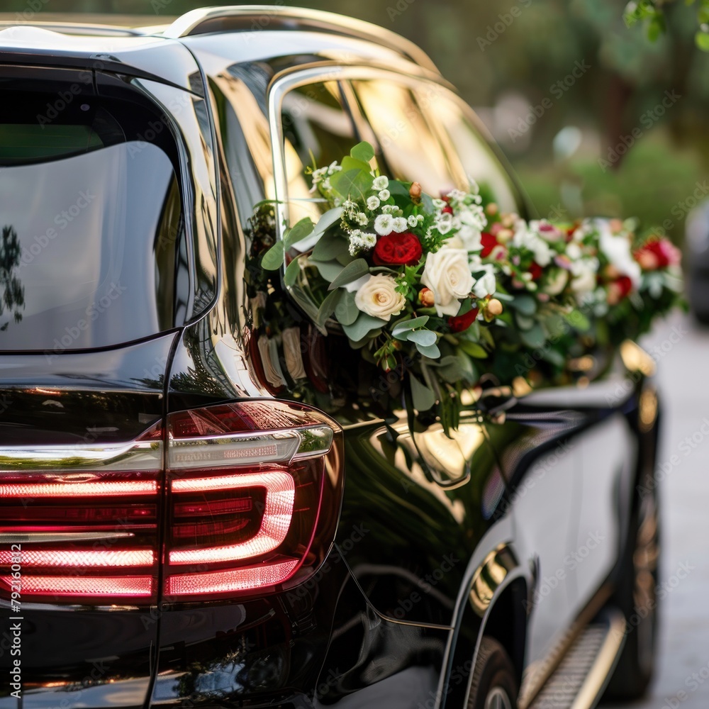 Beautiful colorful ribbon and flower decorations for luxury cars for ...