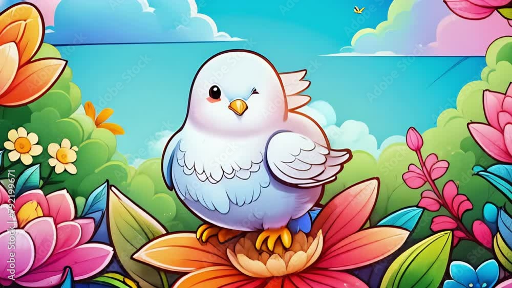 Color childrens coloring book cover page with a cute dove and color ...