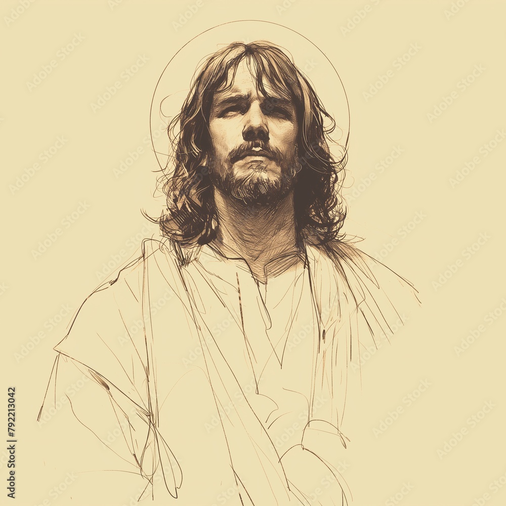 Jesus Christ with eyes closed, a crown of thorns, invoking reflection ...