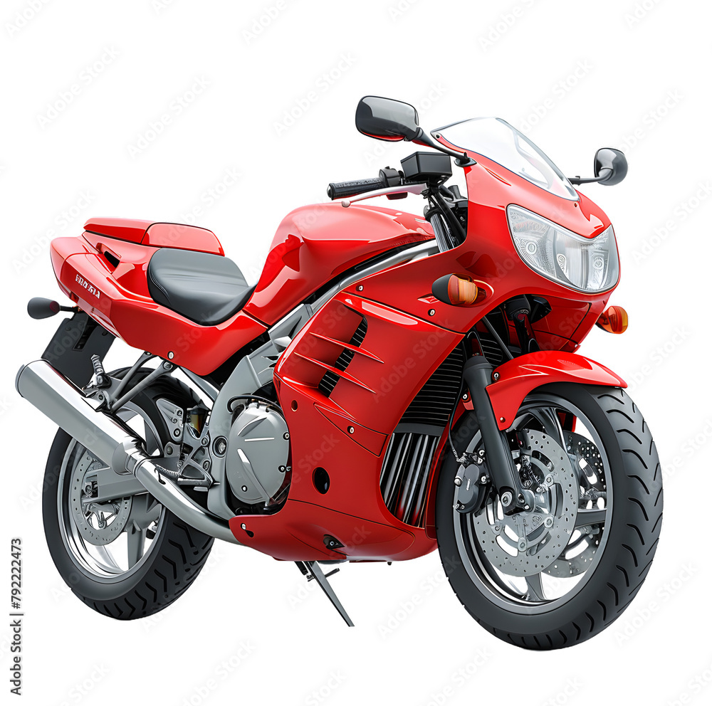 red motorcycle isolated on a transparent PNG background, white ...