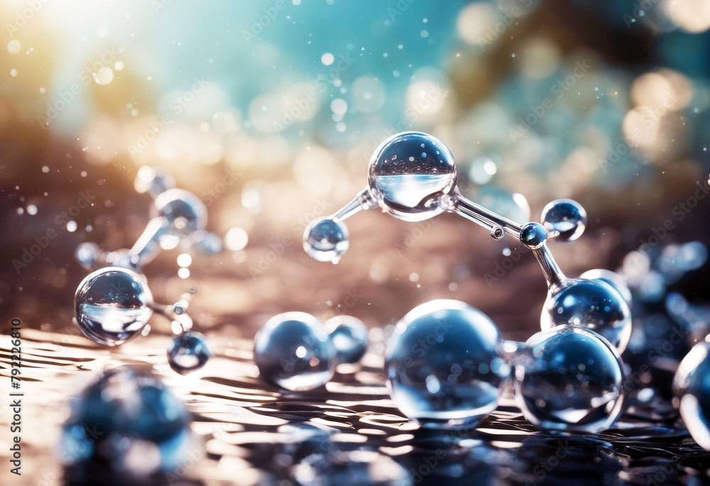 '3d molecules water concept background three-dimensional molecular ...