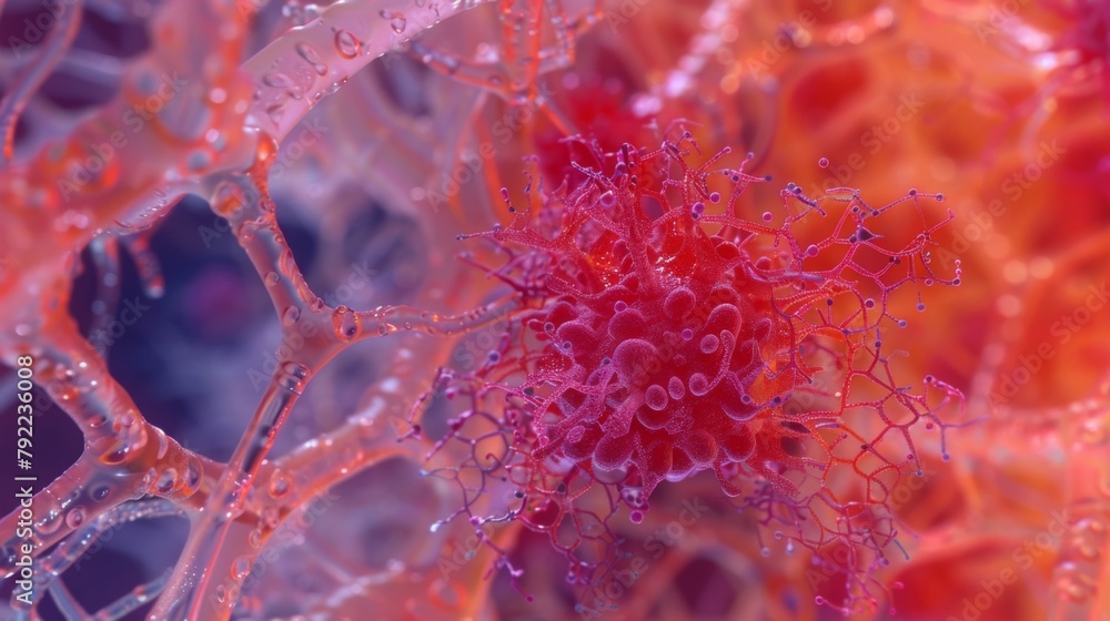 ภาพประกอบสต็อก An upclose look at the inner workings of a red cell with ...