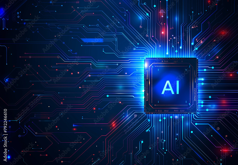Photo of ai technology microchip background design with digital ...