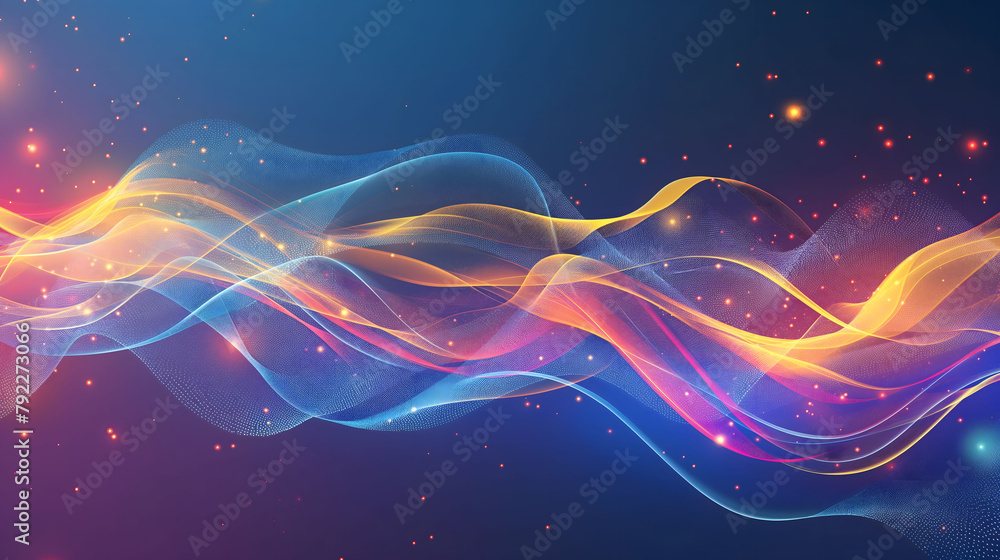 Vivid color glow wave shape. Abstract light lines create a dynamic ...