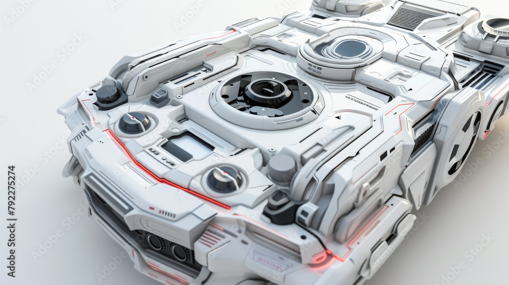 create a futuristic walkman combine with type R structure on white ...