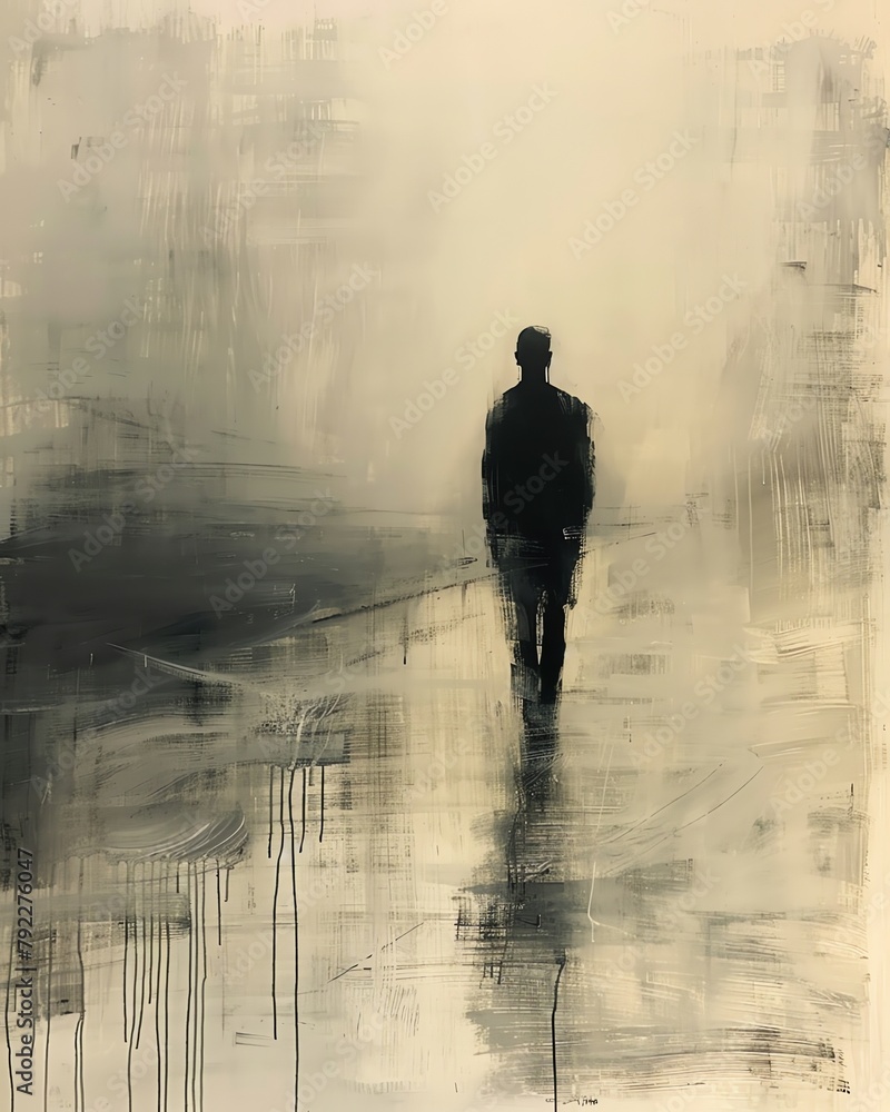 Capture the essence of isolation with a rear view abstract painting ...