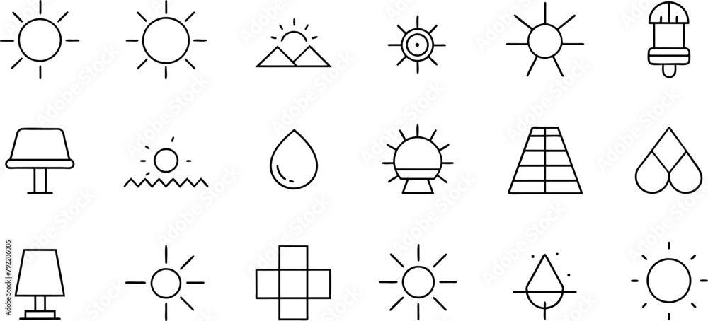 Solar Energy Line Editable Icons set. Vector illustration in modern ...