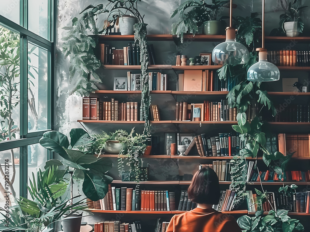AI-Generated image showing a quiet moment of a reader in a library ...