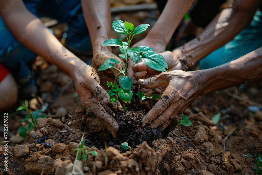 joins hands together for plant a tree, World environment day global ...