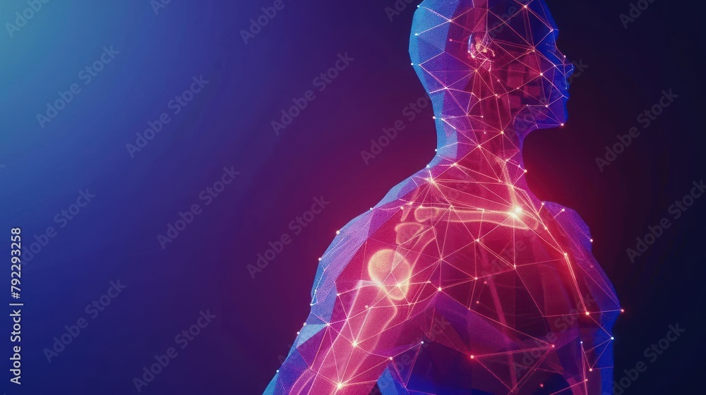 Human anatomical model. Pain, injury and inflammation of the shoulder ...