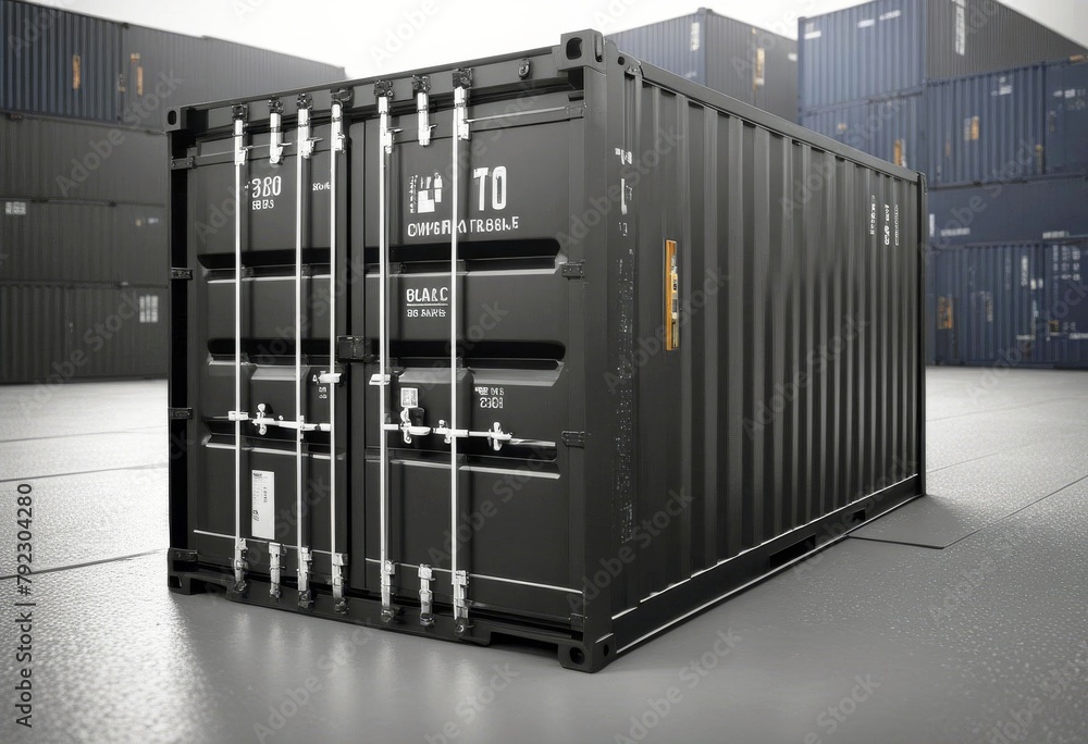 'intermodal black container right cargo quarter 3d view illustration ...