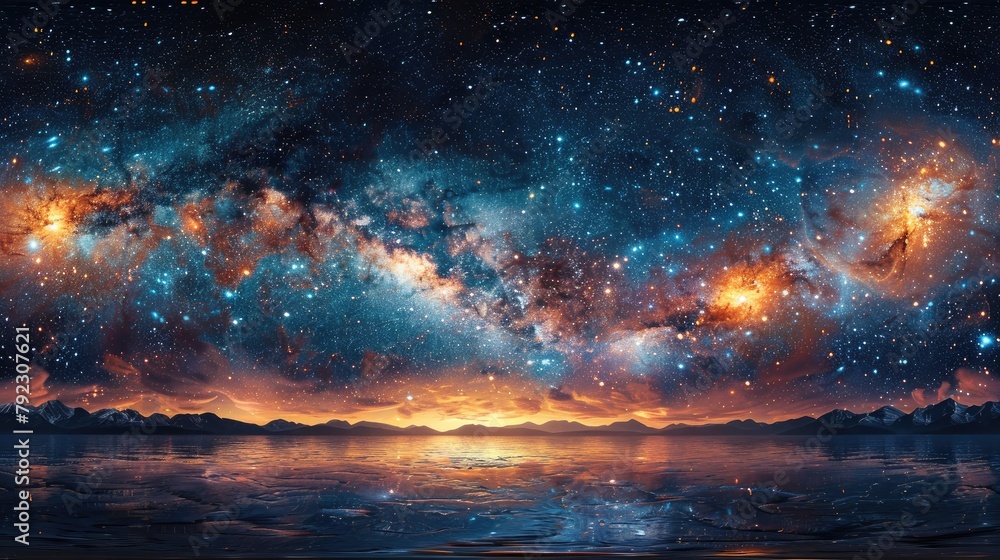 degree equirectangular projection space background with nebula and ...