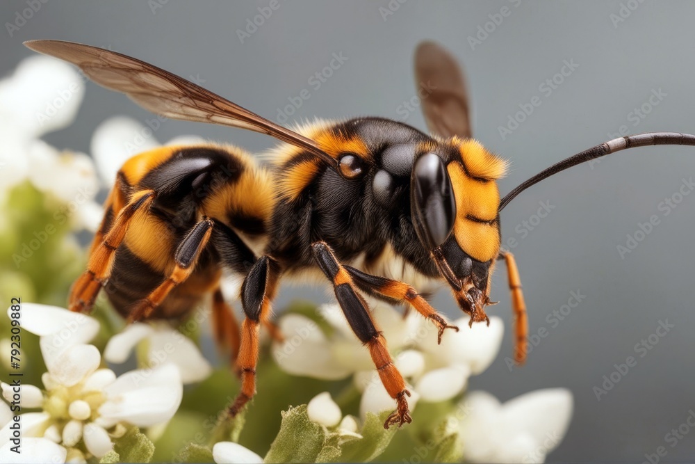 'hornet also known white asian yellow vespa velutina wasp closeup power ...