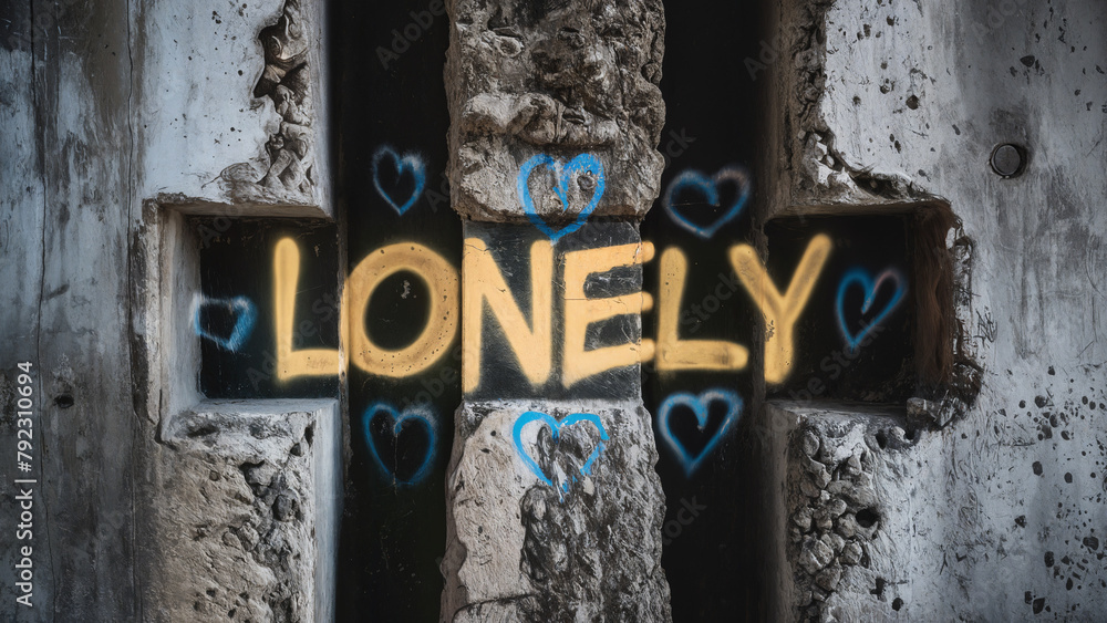 Rough grunge textured urban concrete wall with yellow spray painted ...