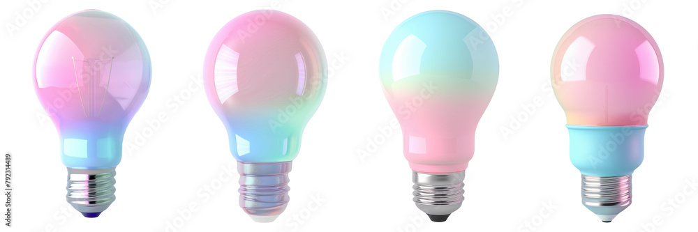 Collection of LED light bulb 3d cutout clipping path png isolated on ...