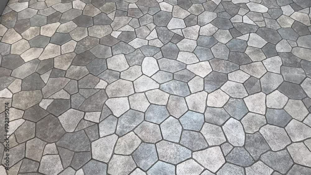 4K video. Seamless flagstone outdoor paving textures, or cobblestone ...