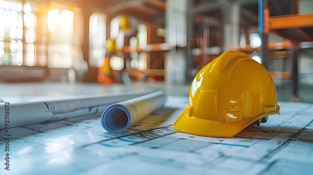 Engineering working with drawings inspection on laptop in the office ...