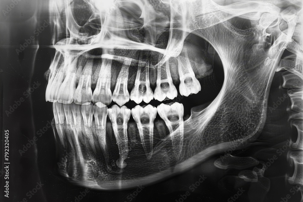 Dental X ray showing fully impacted wisdom tooth Stock Illustration ...