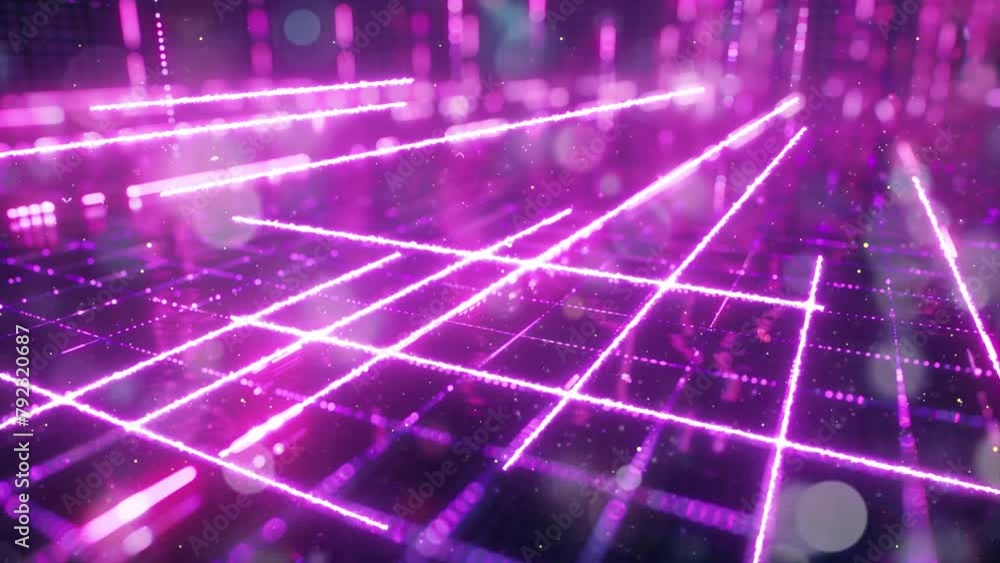 futuristic technology illustration. retro style cgi animation purple ...