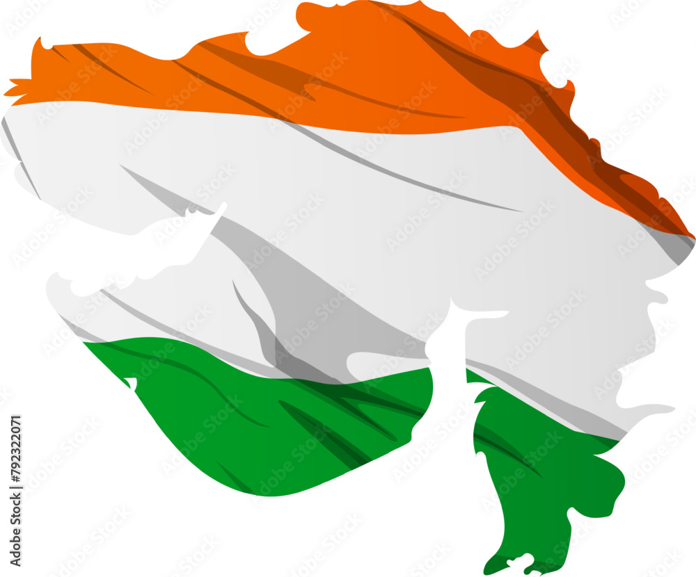 Vector illustration of tricolor Gujarat map on transparent background ...