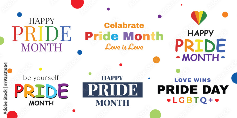 Celabrate, Pride month LGBTQ fonts, text, Print element set. LGBTQ ...