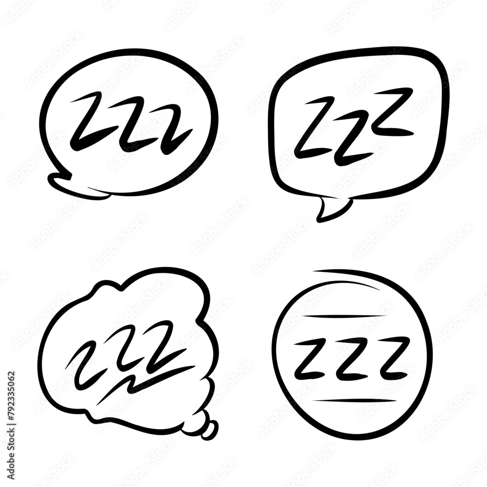 Hand drawn zzz symbol for sleeping, doodle illustration vector Stock ...