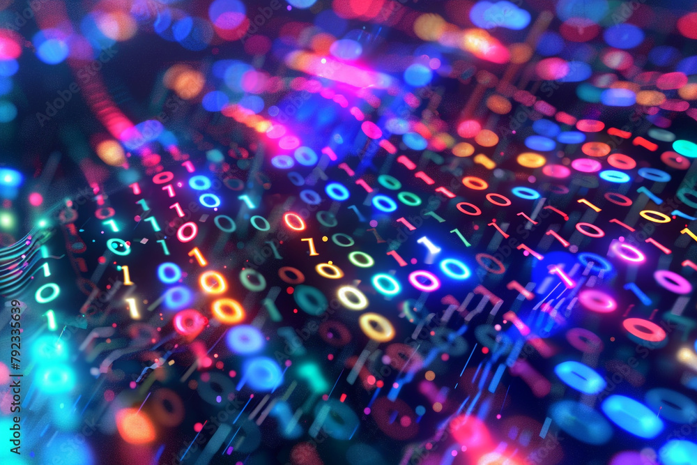 Concept of cybercrime prevention, depicted by a stream of binary ...