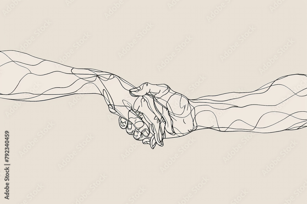 Continuous line art human hands entwined symbol of connection elegant ...