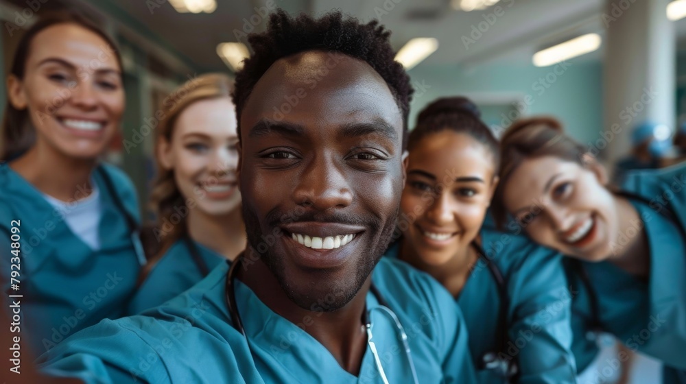 Team Spirit: Group of Smiling Nurses Taking a Selfie Together in ...