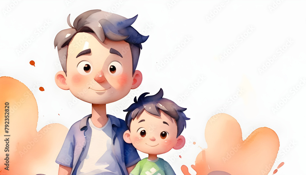 Hand drawn cartoon father's day illustration Stock Illustration | Adobe ...