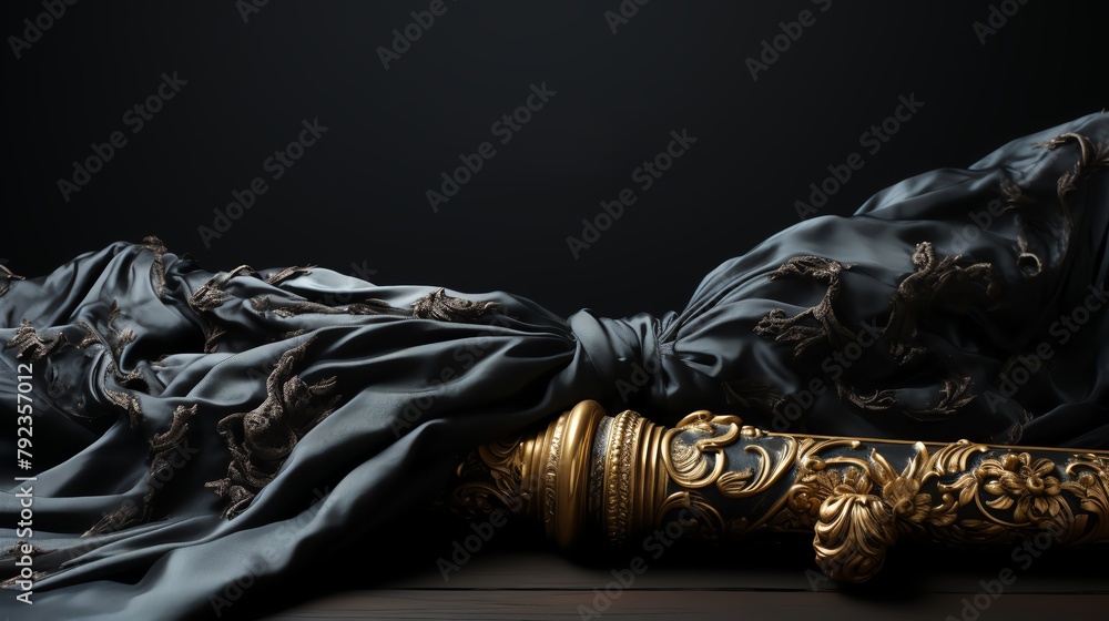 Elegant end credits scroll over a black velvet background, with classic ...