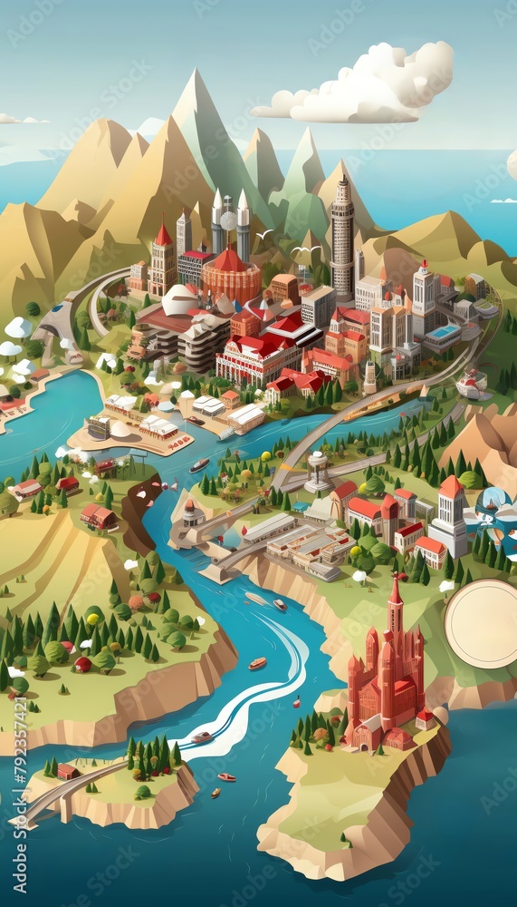 Interactive travel infographic map showing top tourist destinations ...