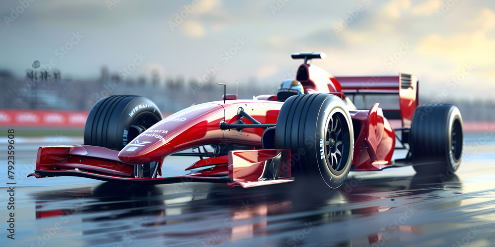 Red racing car for racing competition An elegant and aerodynamic sports ...