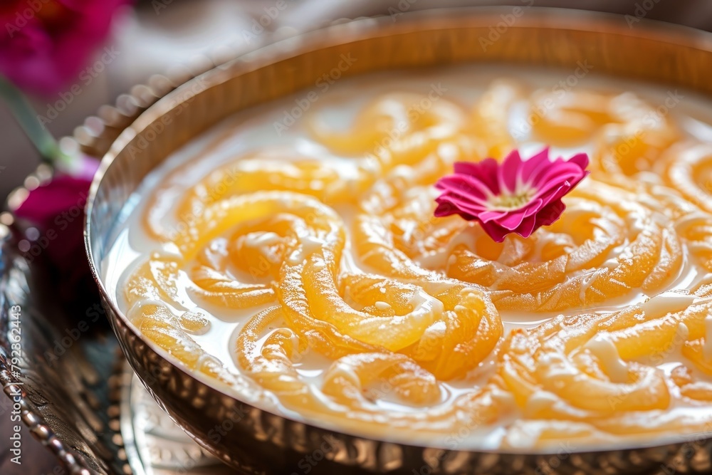Traditional Indian dessert rabri jalebi with rabdi made from condensed ...