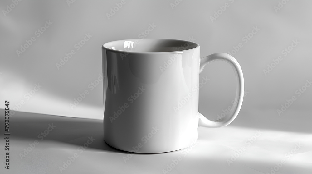 A mockup of white mug white with modern background, white cup of coffee ...