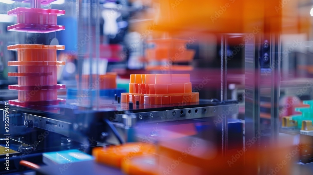 Blurred computer screens and tered tools can be seen through the layers ...