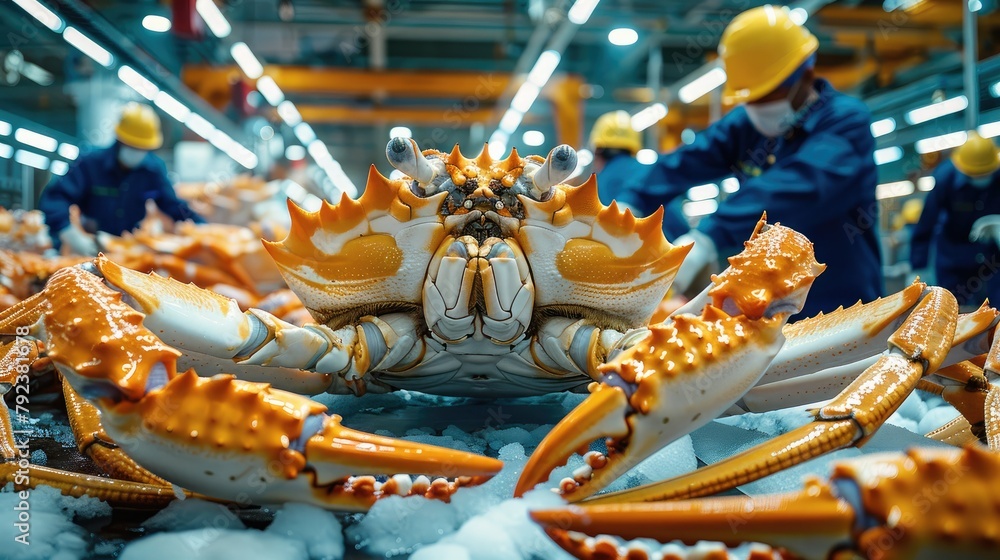 The legs of a giant king crab and the entire body of a giant king crab ...