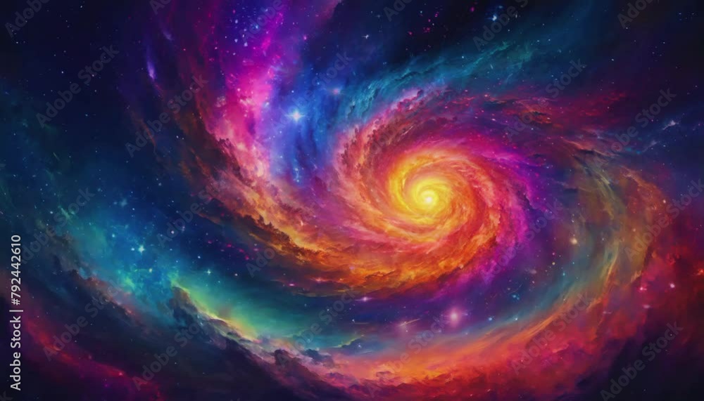 Spiral galaxy in space looping full color abstract background Stock ...