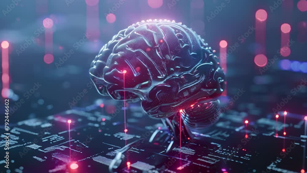 A brain is shown in a computer generated image with a red glow ...