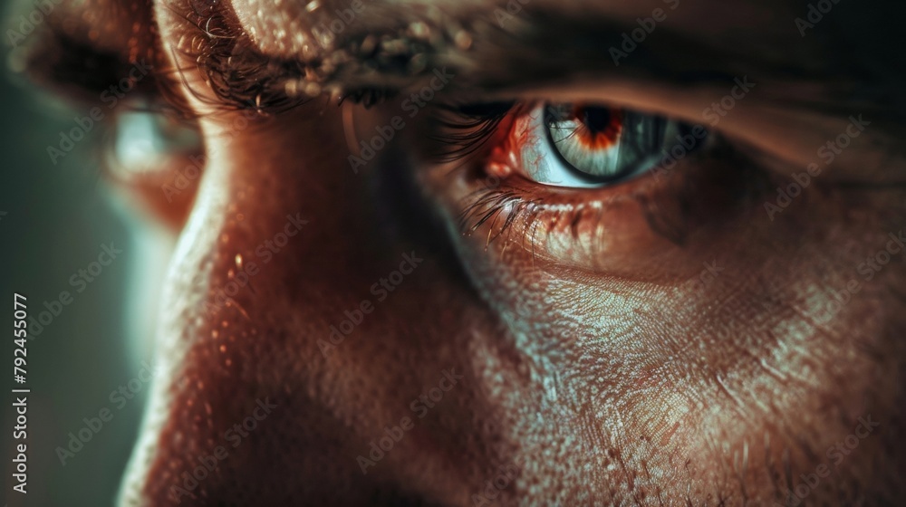 A mans face twists with guilt and shame his eyes downcast in remorse ...