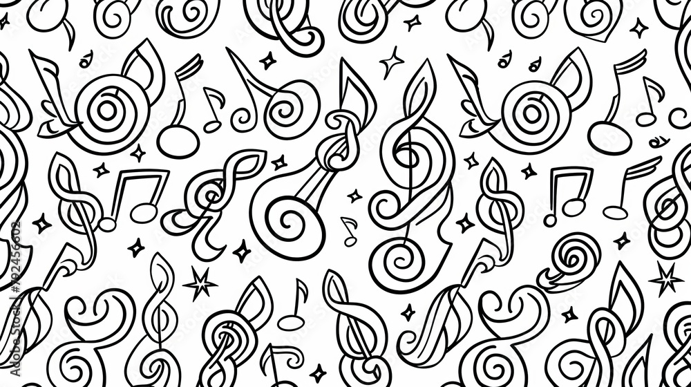 Patterns (seamless): A coloring book page with a seamless pattern of ...