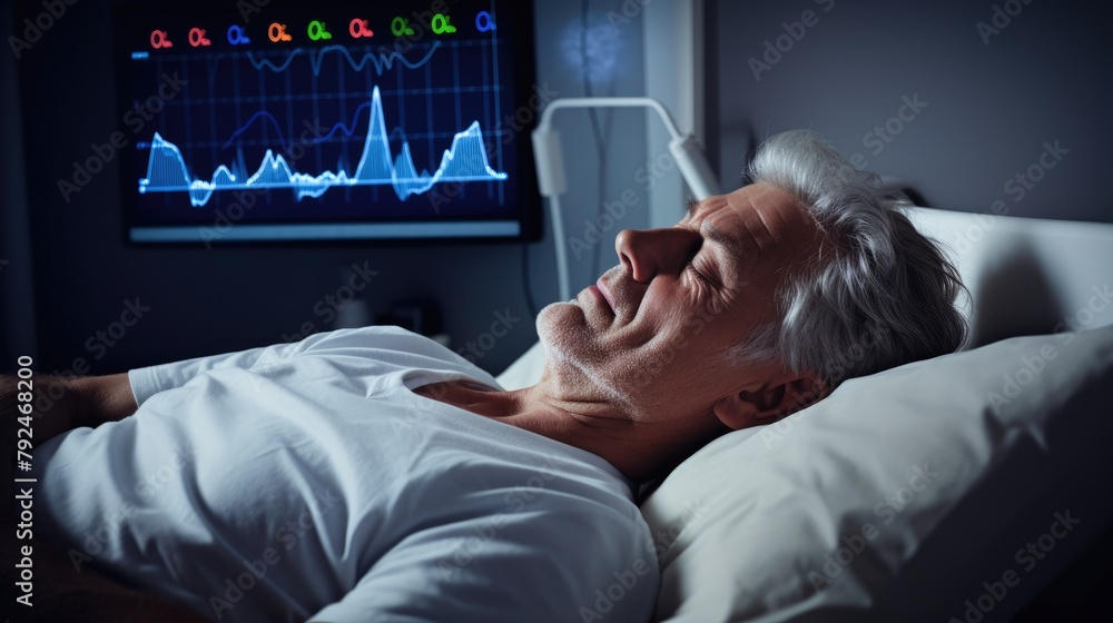 Ai graph of sleep monitoring test, diagnosis symptom for medical ...