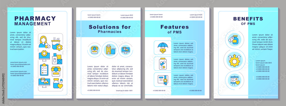 Pharmacy management system brochure template. Leaflet design with ...
