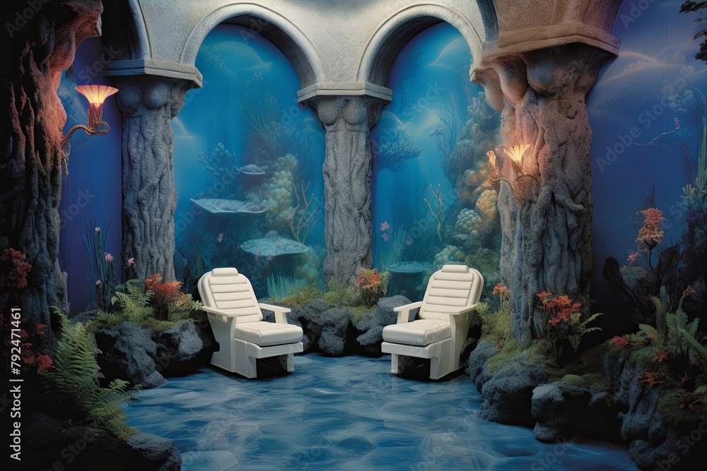 Deep-Sea Spa Serenity: Underwater Oasis Scene Setters and Murals Stock ...